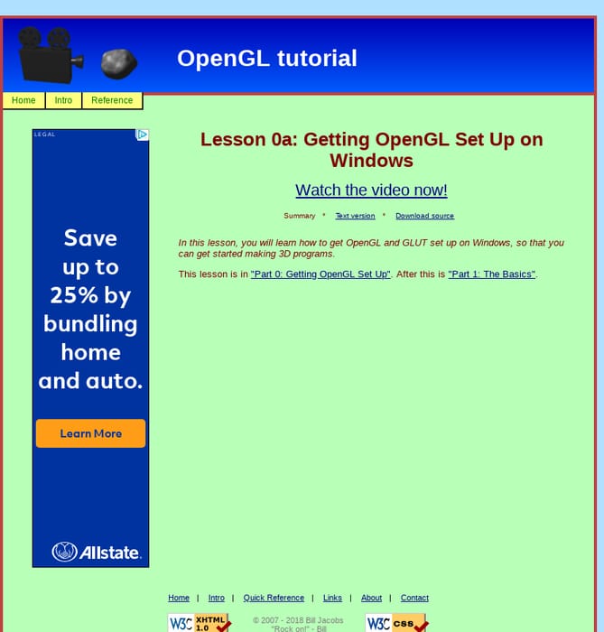 OpenGL Video Tutorial - Getting OpenGL Set Up on Windows
