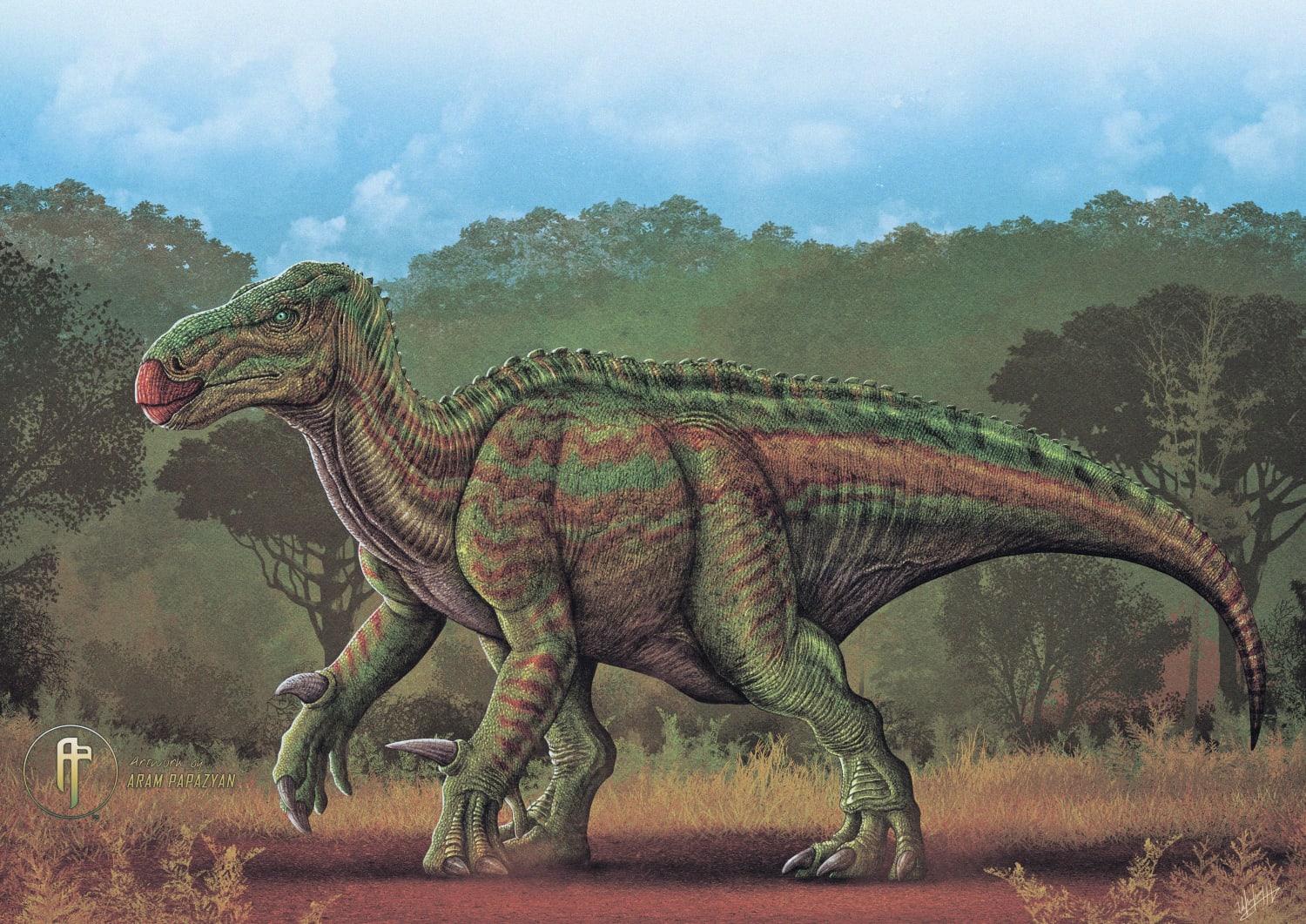 Finally got around to finishing this Iguanodon piece, using my initial ballpoint pen drawing ...