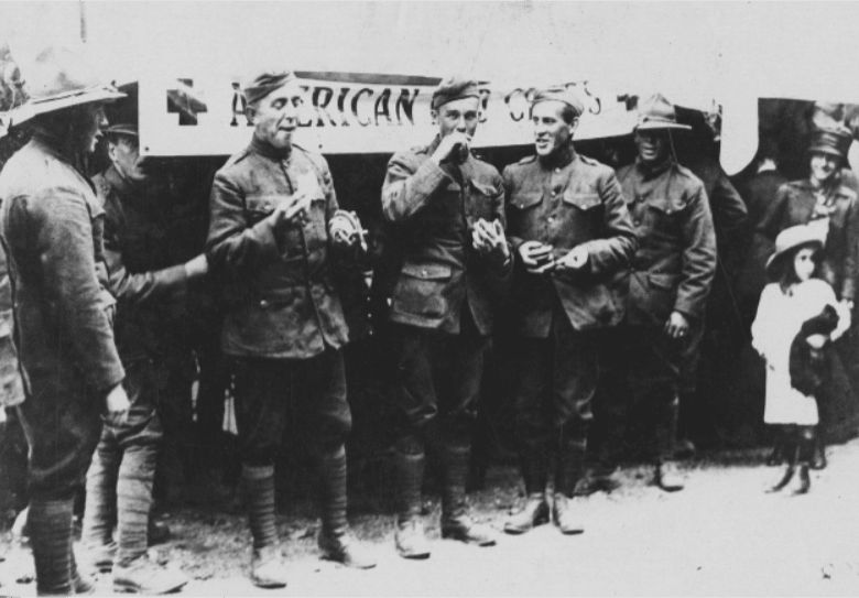 During WW1, American soldiers enjoyed cookies and fudge at a booth ...