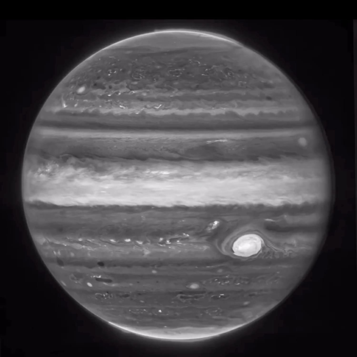 Interpolated frames of Jupiter from the James Webb Space Telescope