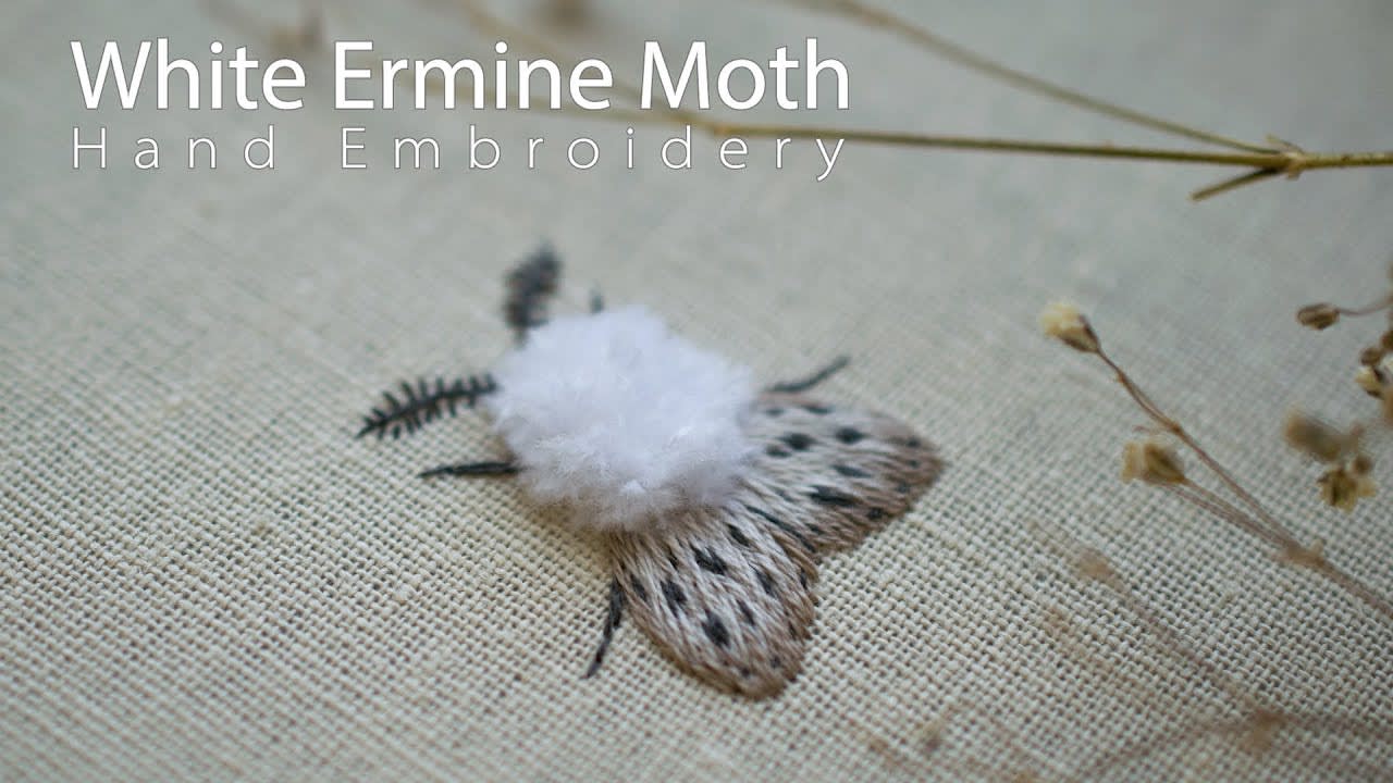 Hand Embroidery Craft Process - Fuzzy Moth Thread Painting [15:46]