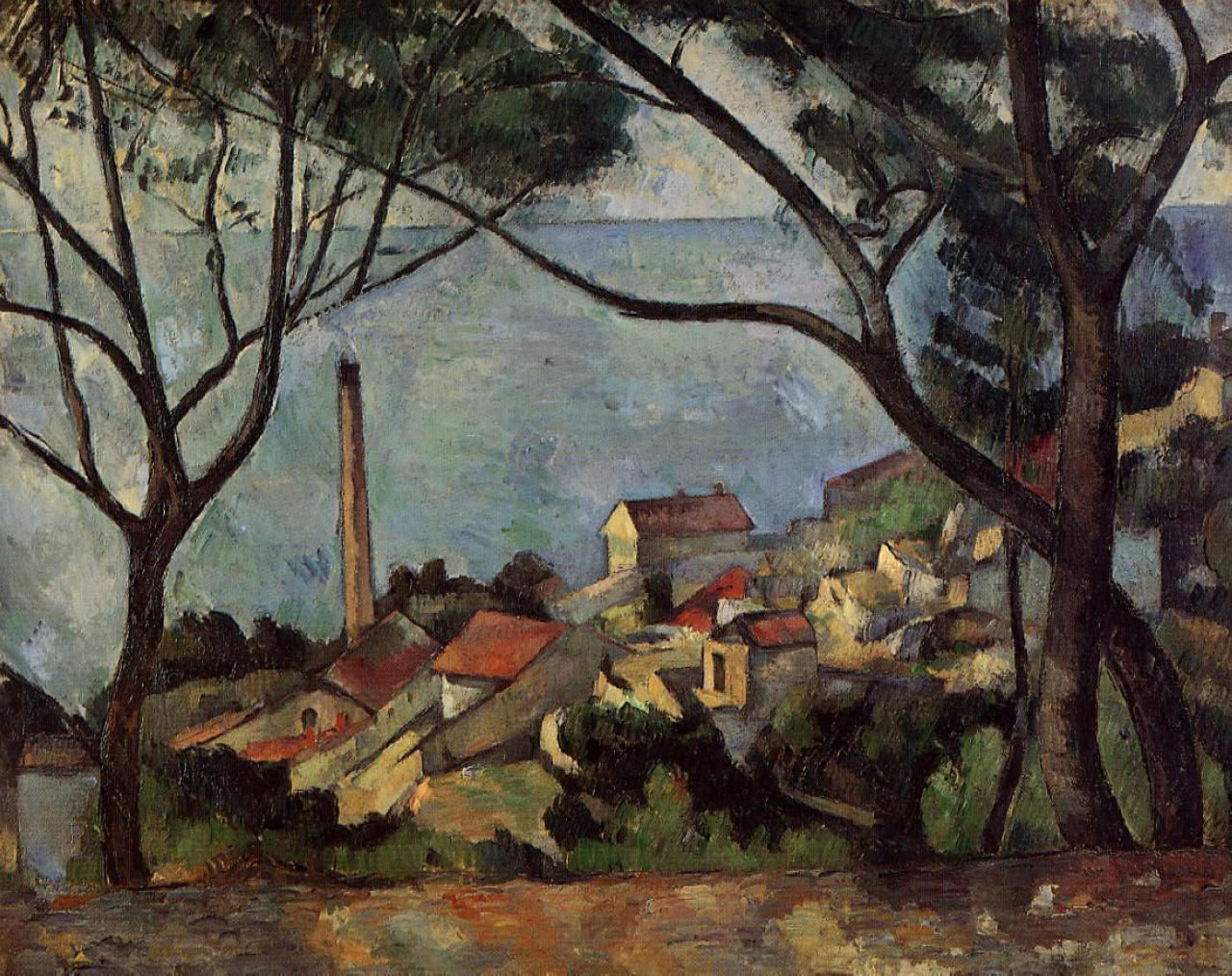 The Sea at l'Estaque via Paul Cezanne Size:cm Medium: oil on canvas