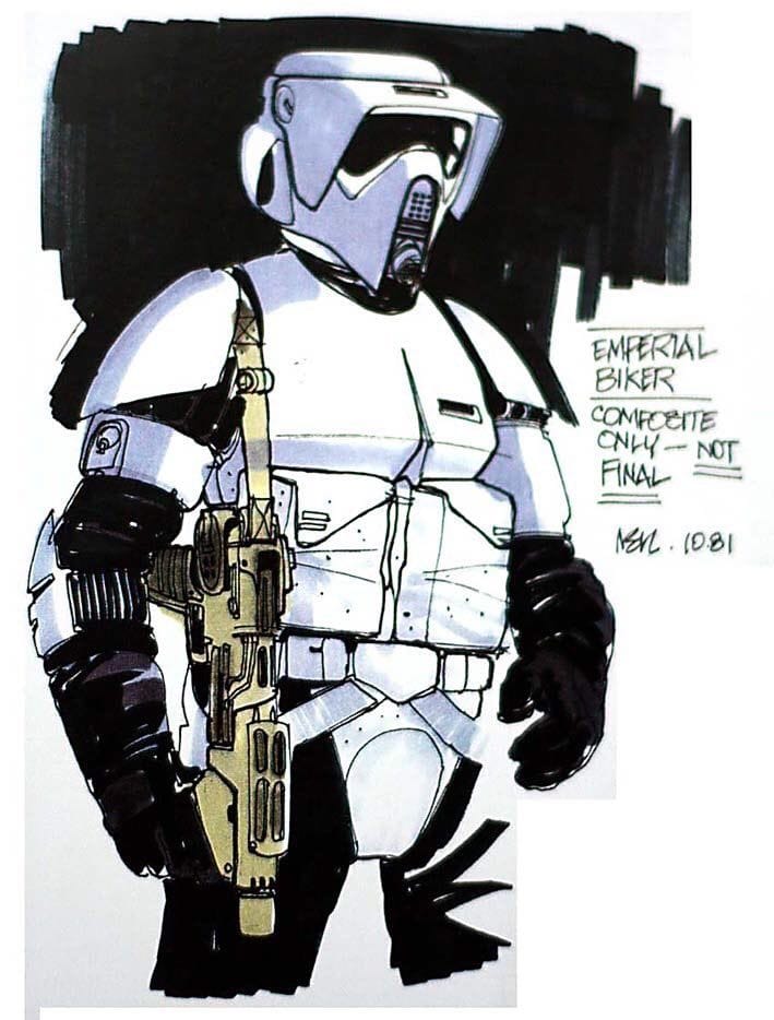 Speeder Bike/Scout Trooper/Scout Walker concept art by Nilo Rodis ...