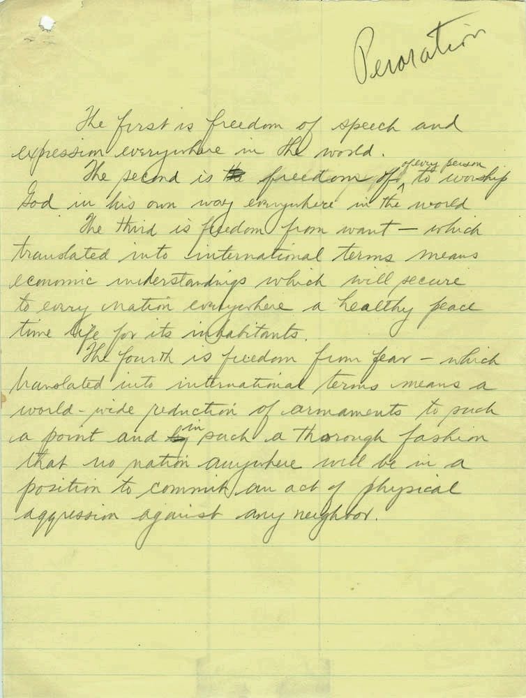 Franklin Roosevelt delivered his famous Four Freedoms speech on January ...