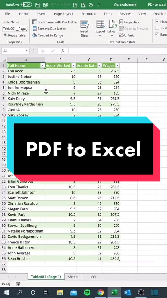 Convert a PDF to .xlsx #cheatsheets #excel #exceltips #googlesheets #spreadsheet #tutorial