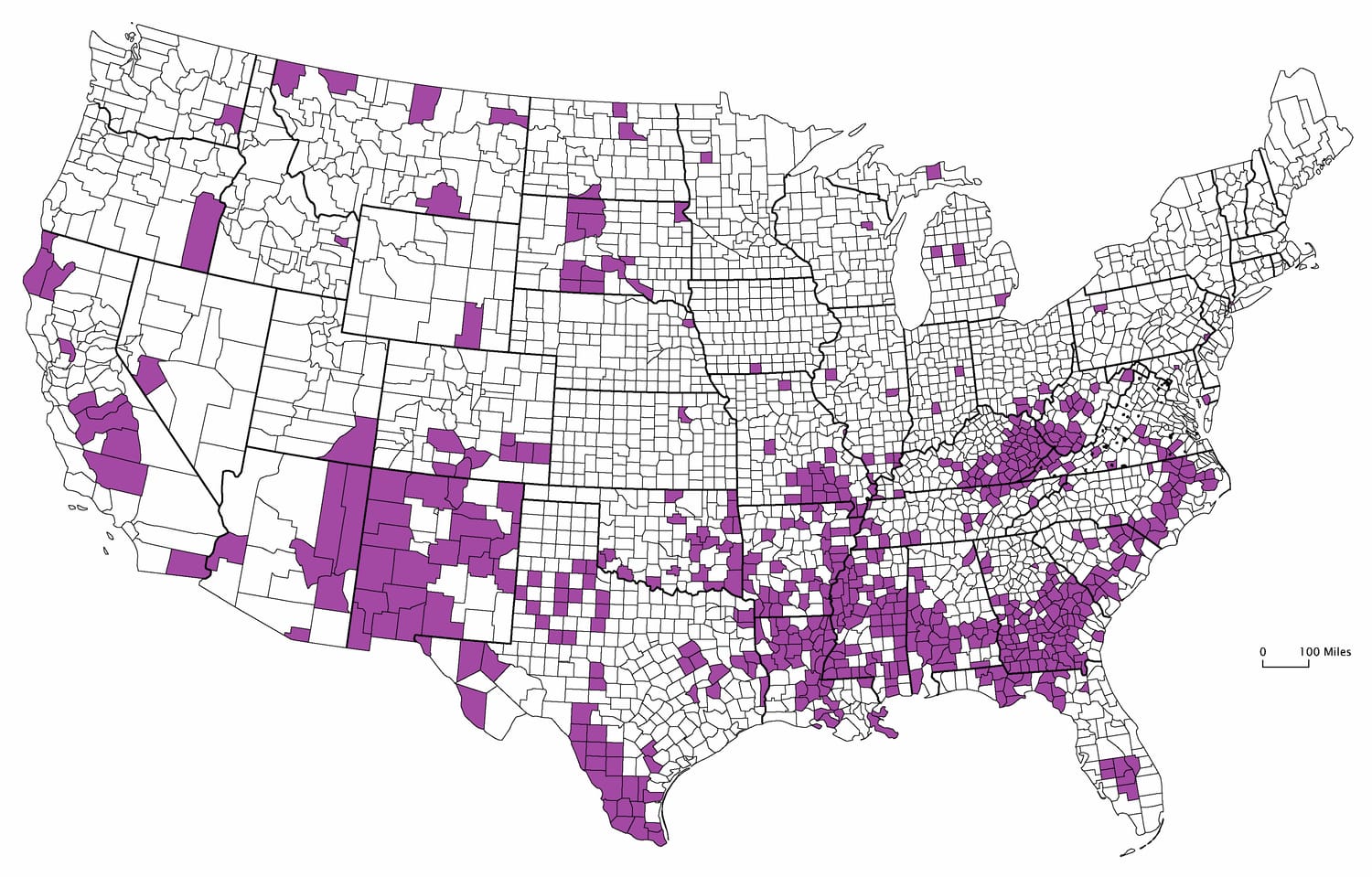 U.S. Counties where as of the 2020 US Census, at least 20% of the ...