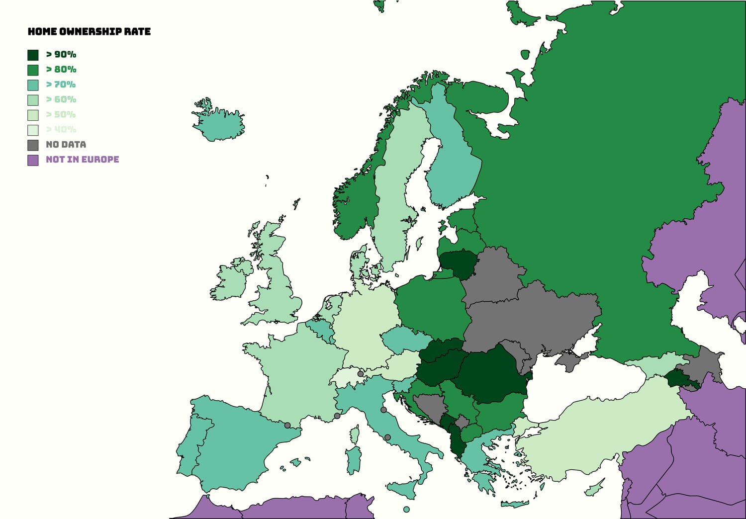 Home ownership rate in Europe according to Wikipedia