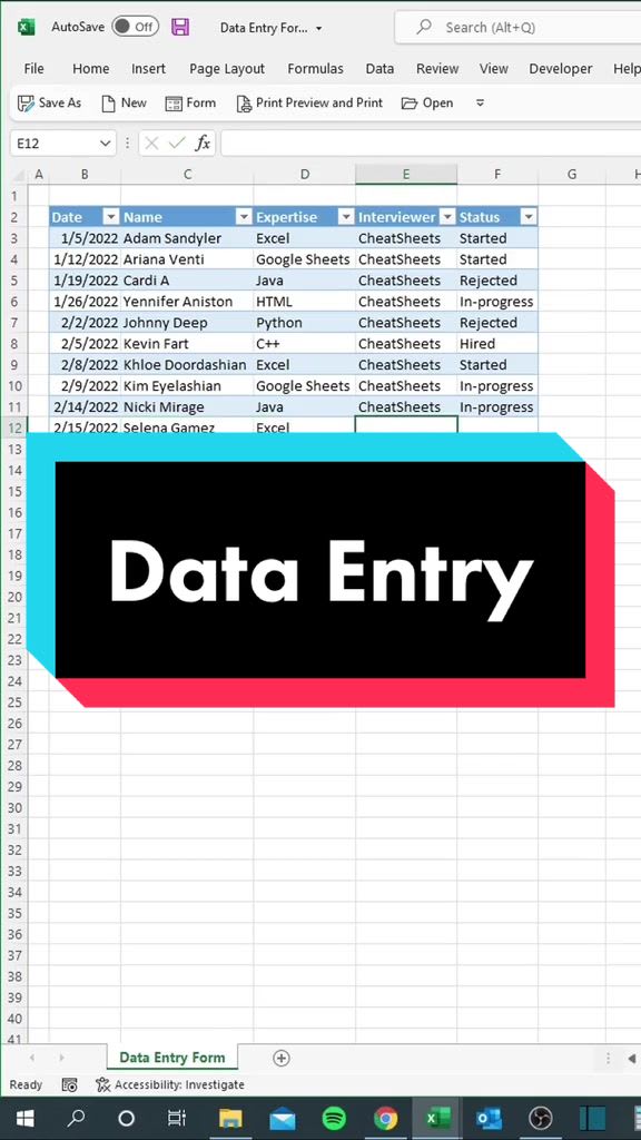 A different way to enter data