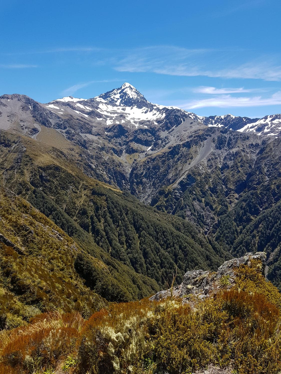 Views of Mt.Rolleston on the approach to Avalanche Peak. South Island, NZ