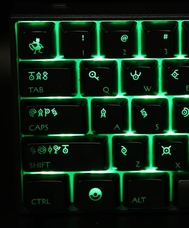Pokemon Unown Backlit Keyboard made by CleanCaps