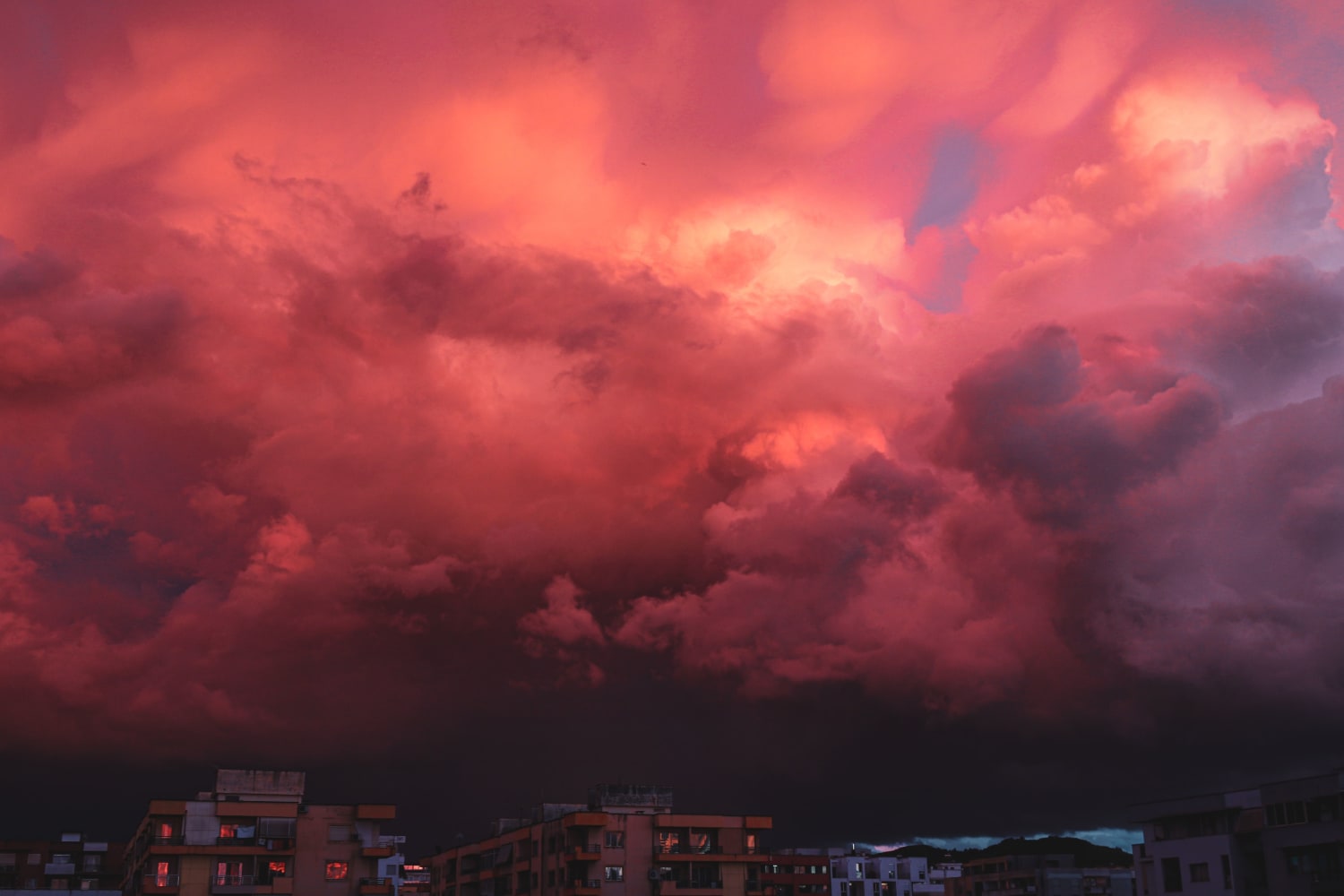 Dramatic sunset after the rain, Tirana, Albania