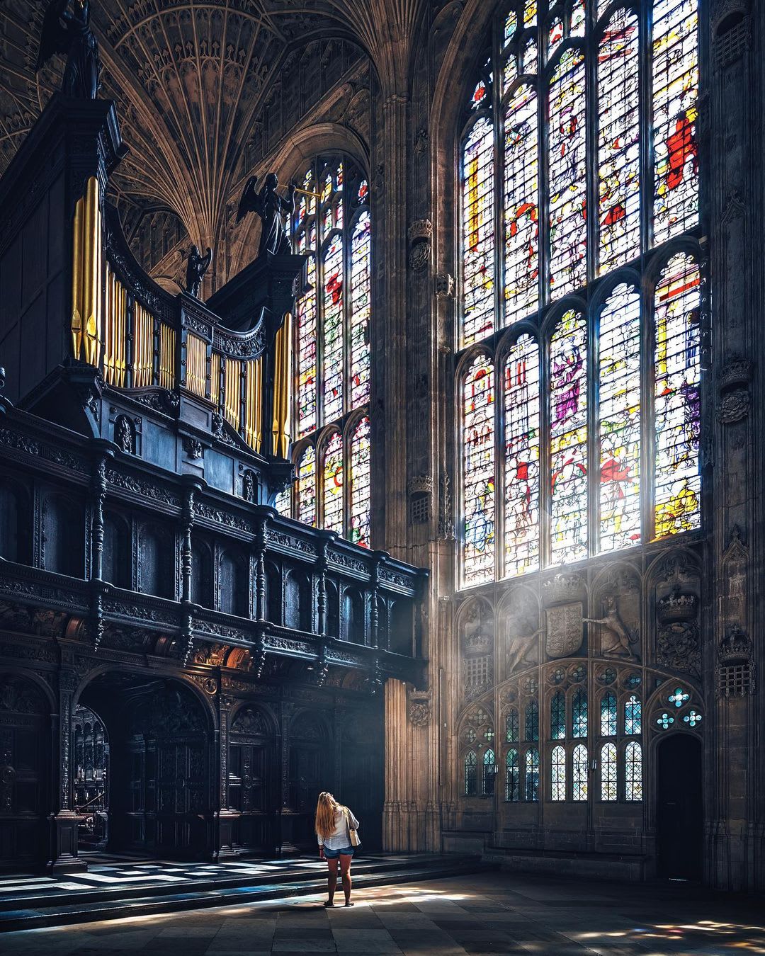 Early Renaissance rood screen next to the large 16th century stained ...