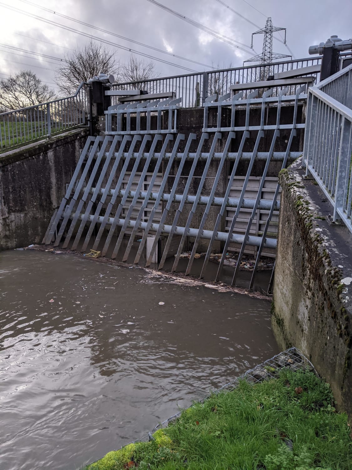 Ominous sluice gates at Iron Acton on the river Frome walkway