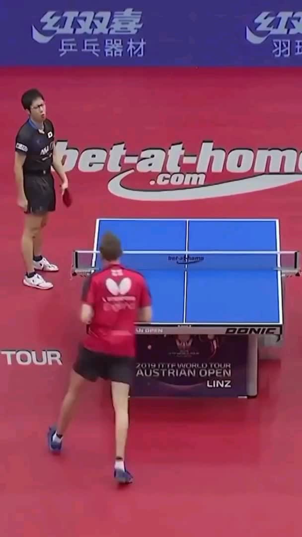 Table tennis player pulls off an impressive counter drive and scores