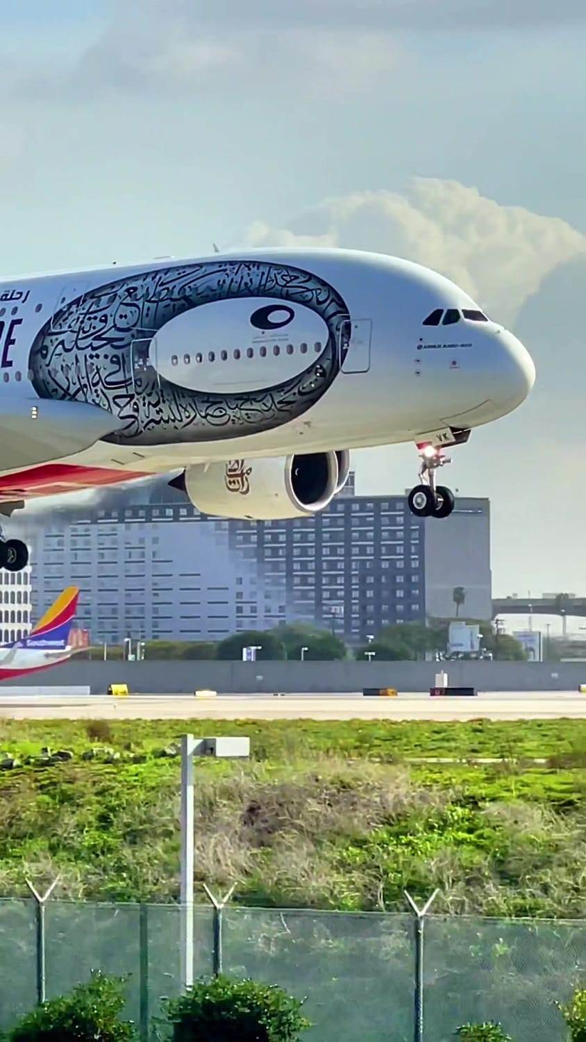 EMIRATES (Journey to the Future Livery) AIRBUS A380-800 LANDING AT LOS ...