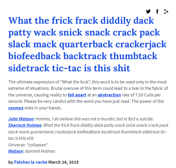 What the frick frack diddily dack patty wack snick snack crack pack ...