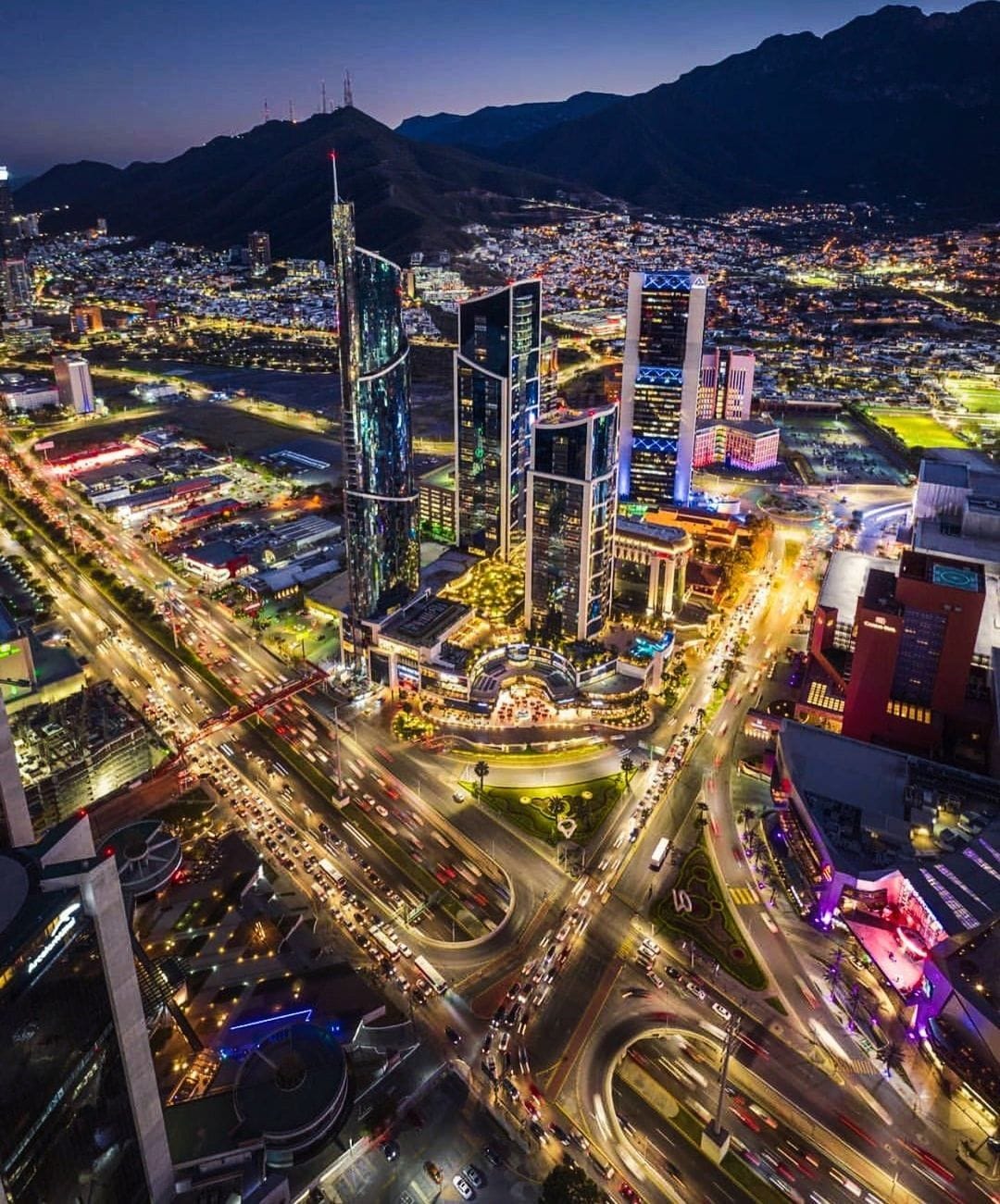 Monterrey metro area at night. Mexico