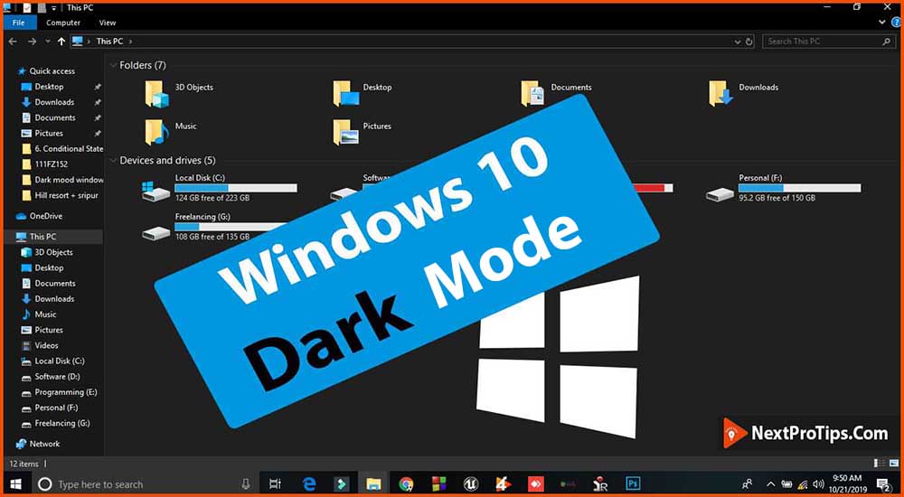 How to enable windows 10 dark mode file explorer - turn on/off dark theme