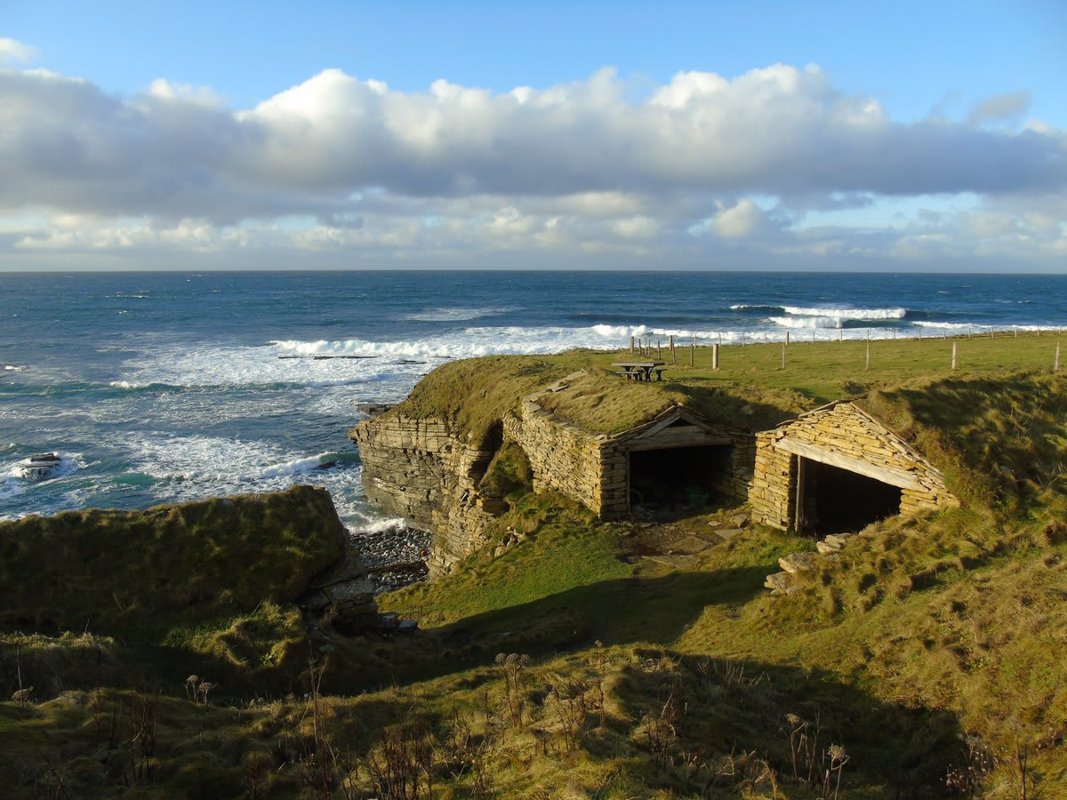 When the sea was bountiful. Fishermen's Huts (circa 1900) Marwick Bay ...