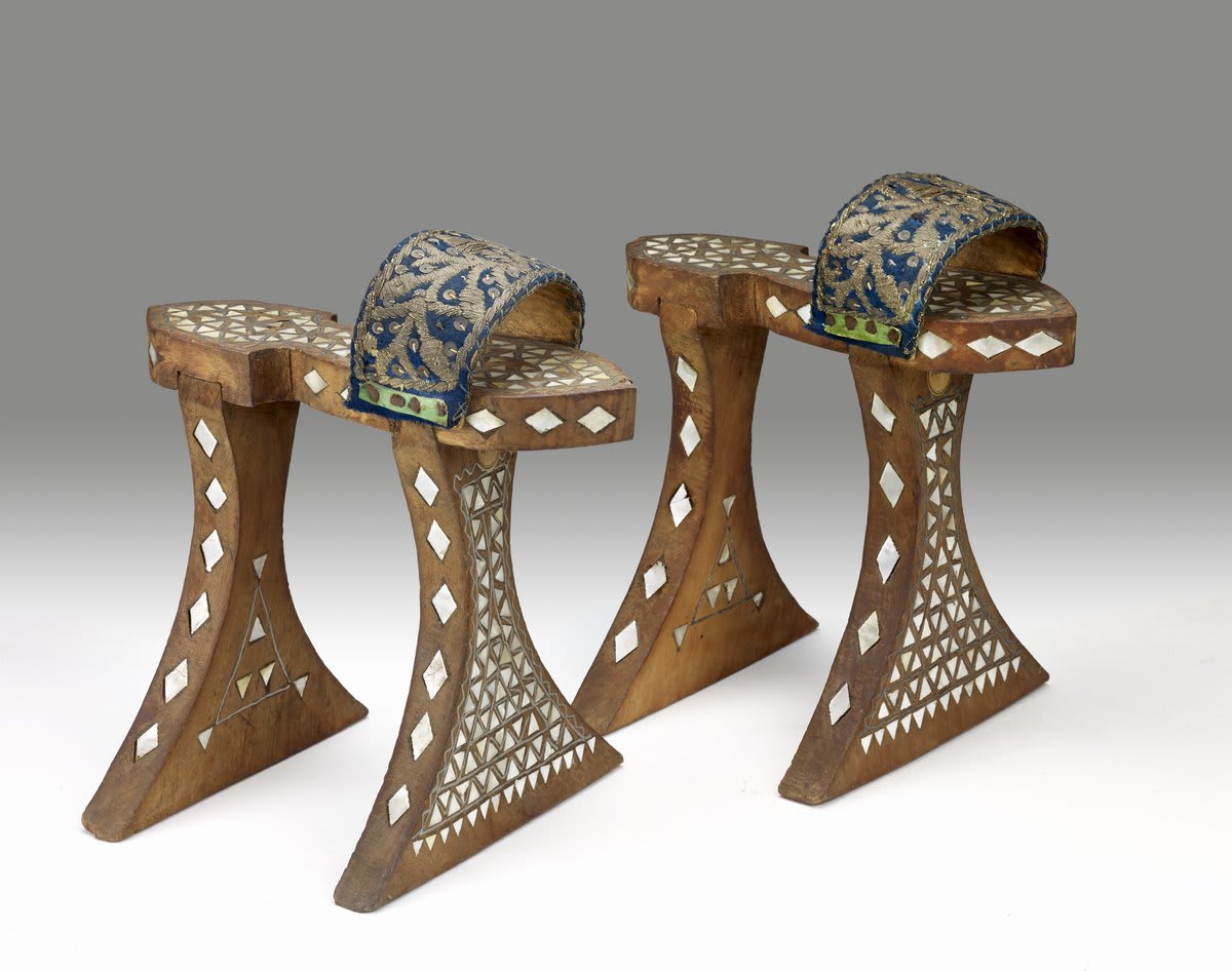 With their 26-centimetre-tall platform soles, these Turkish bath clogs ...
