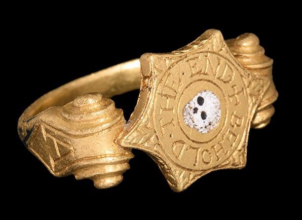 Elizabethan Gold Mourning Ring for 'A.N,' Late 1500's. Legend: "+DYE TO ...