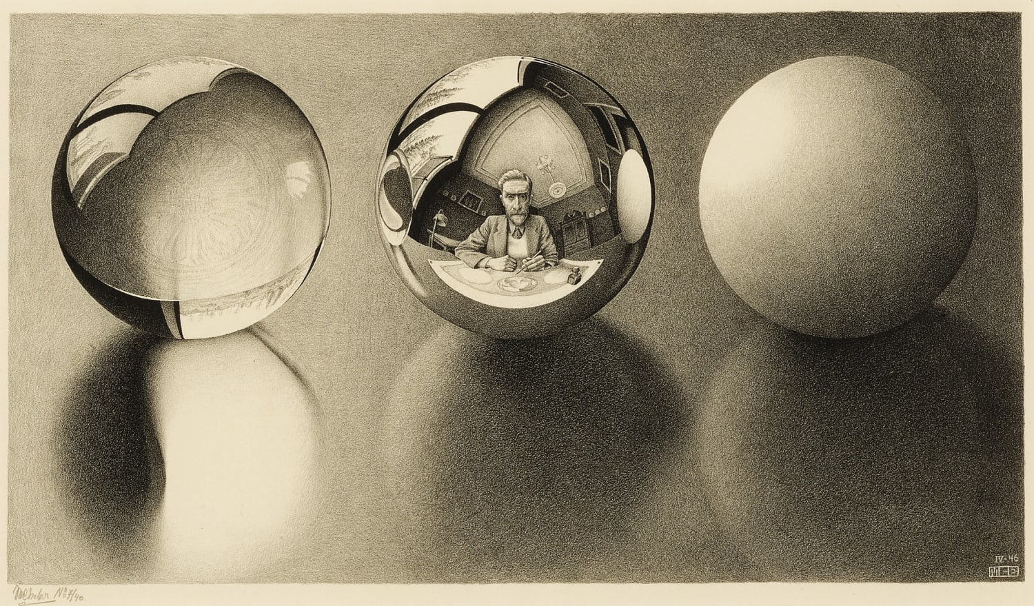 M. C. Escher - Three spheres II (1946)
