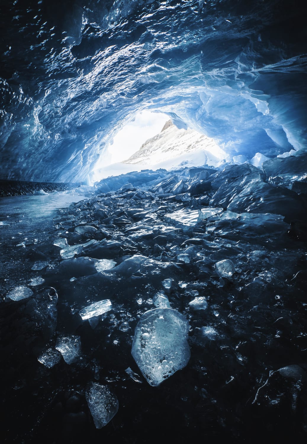 A naturally formed ice cave inside a glacier. [Alberta, Canada] [IG ...