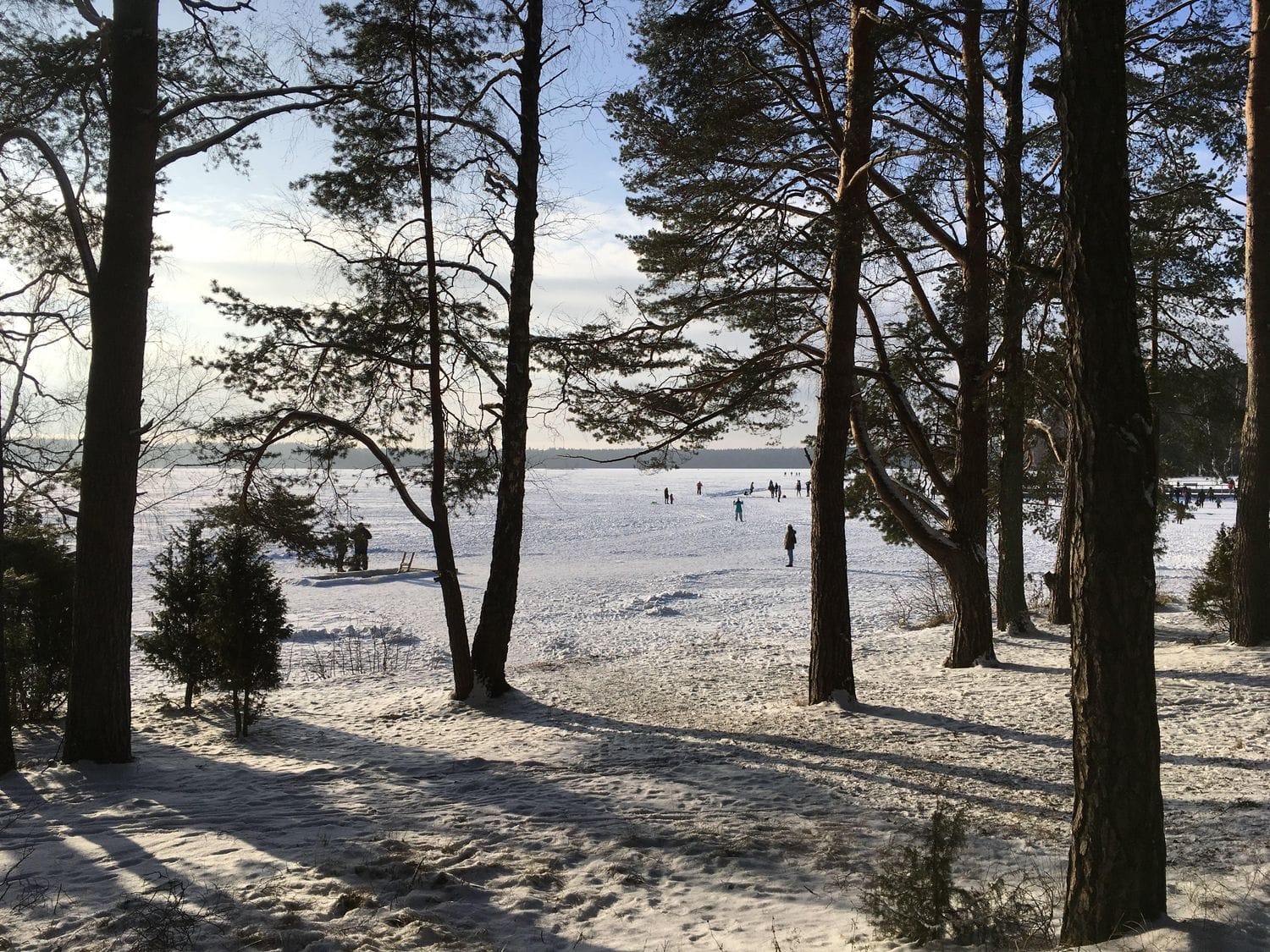 Frozen lake Visaginas, Lithuania 🇱🇹 with a ice dipping pool carved out 🧊