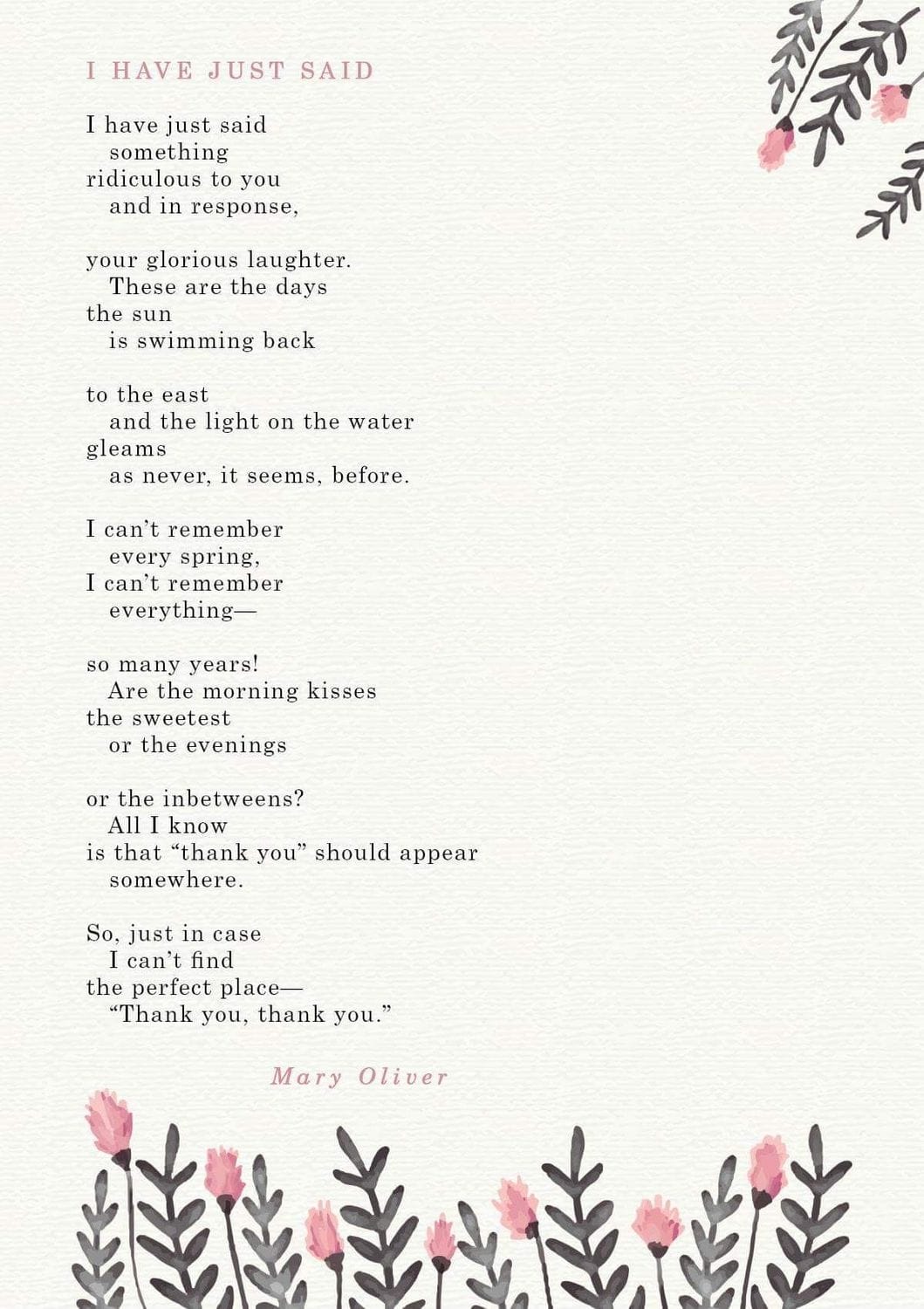I Have Just Said - Mary Oliver Poem