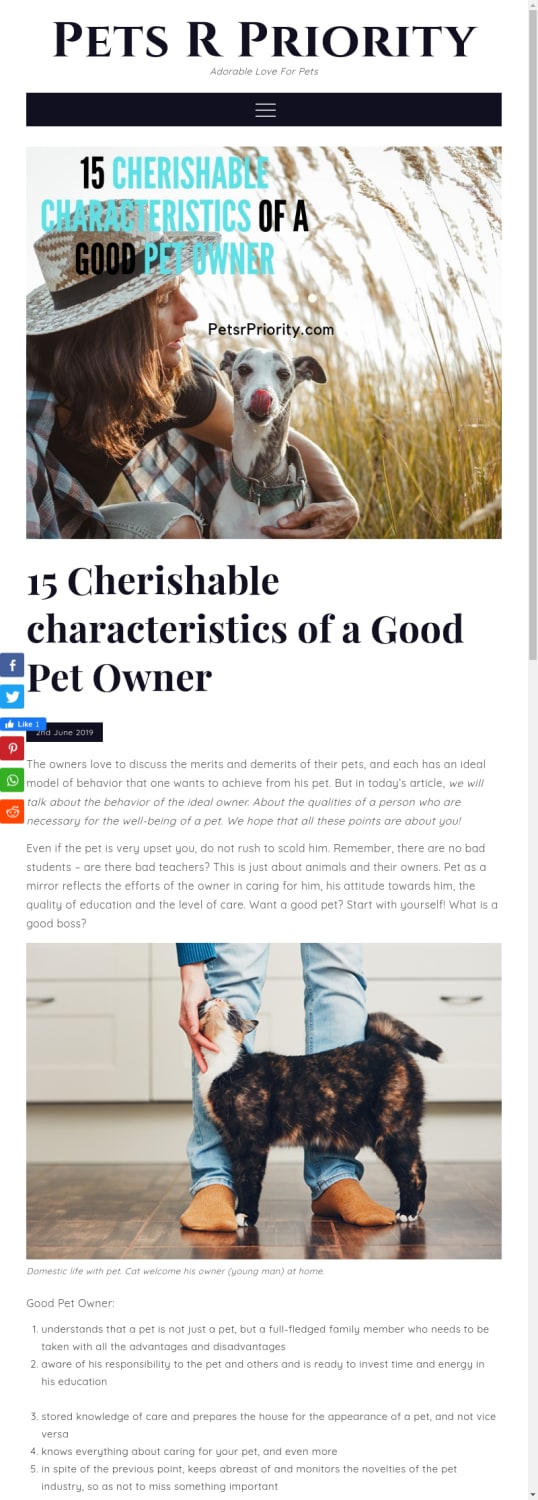 15 Cherishable characteristics of a Good Pet Owner