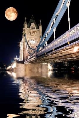 Moon over Tower Bridge, London #breathtaking