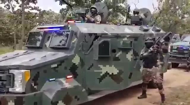 Mexican drug cartel showing off their equipment