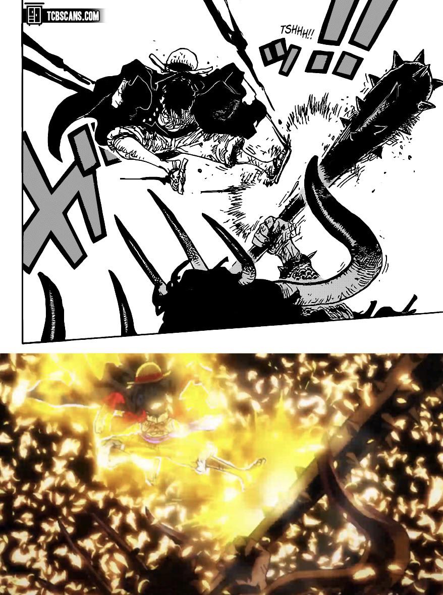 Luffy’s counter on Kaido compared [Chapter 1010 & Episode 2018]