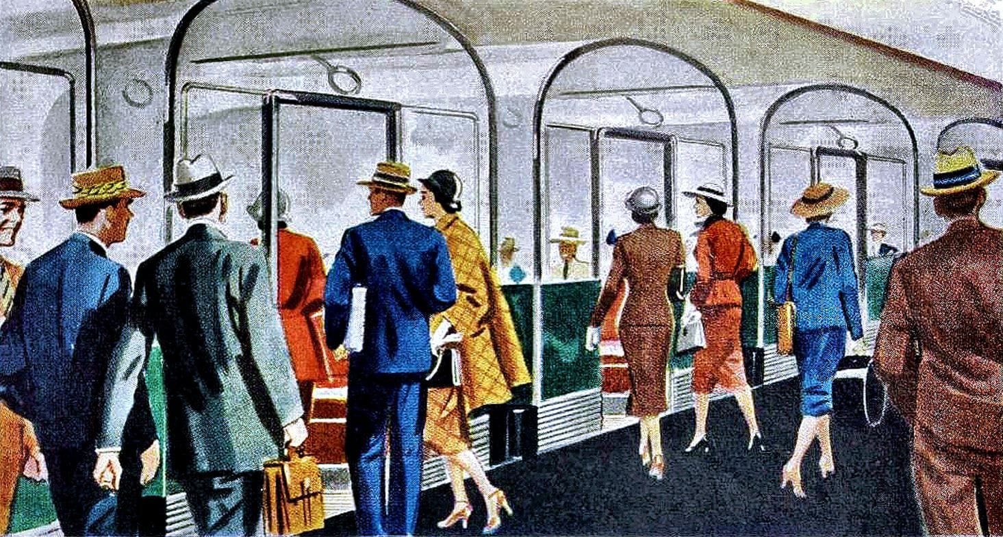 “Continuous stream of cars.” 1951.