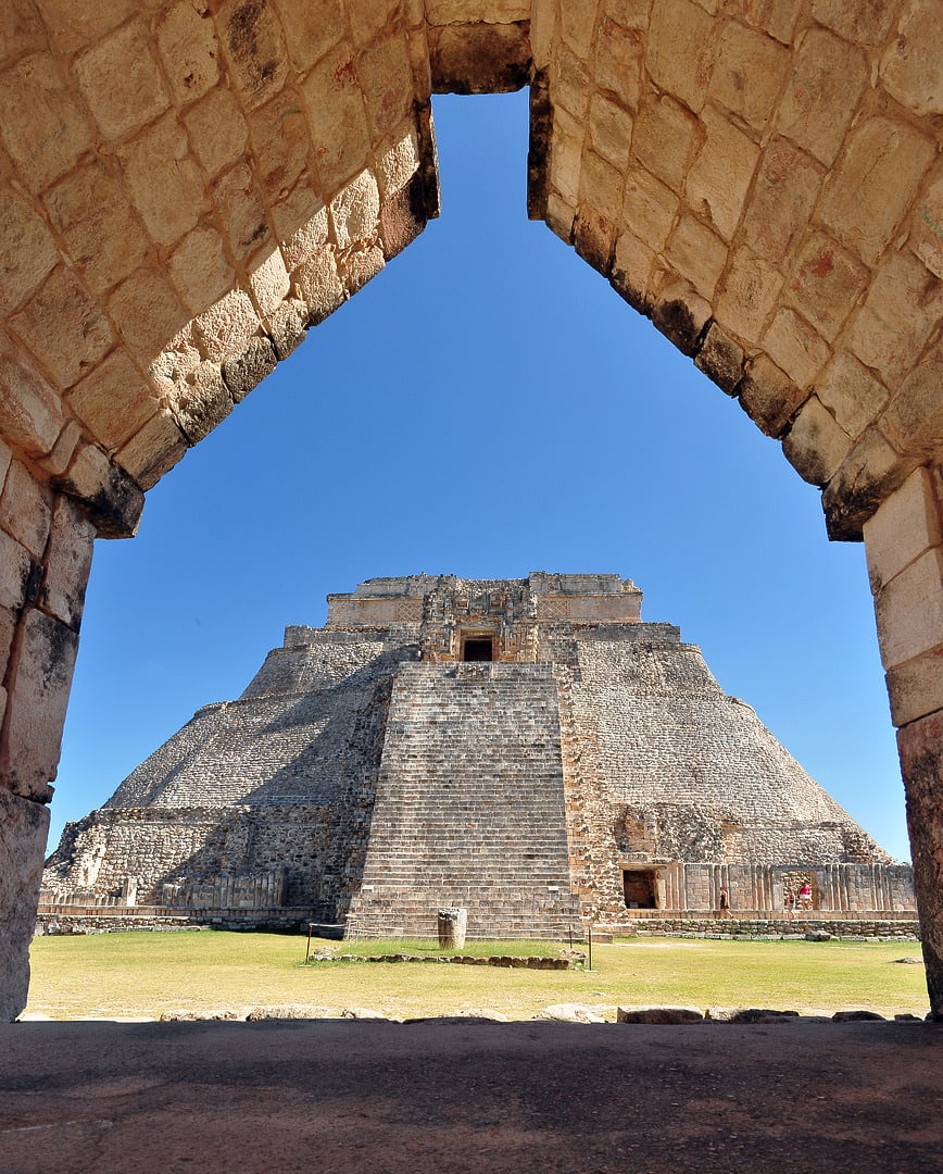 Pyramid of the Magician at the ancient Maya city of Uxmal, Yucatan ...