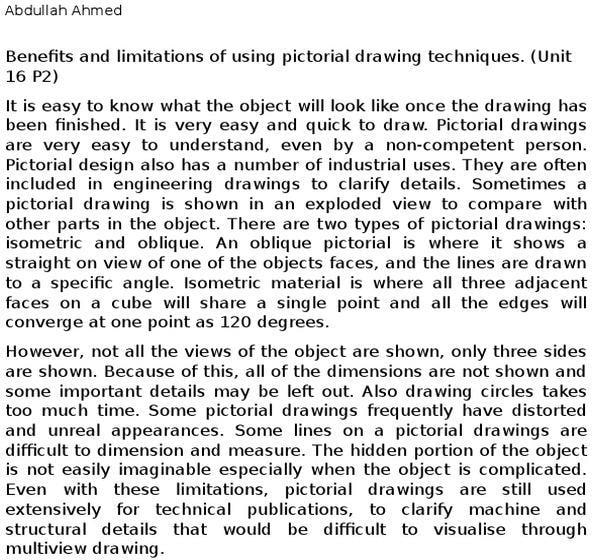 Benefits and Limitations of Using Pictorial Drawing Techniques