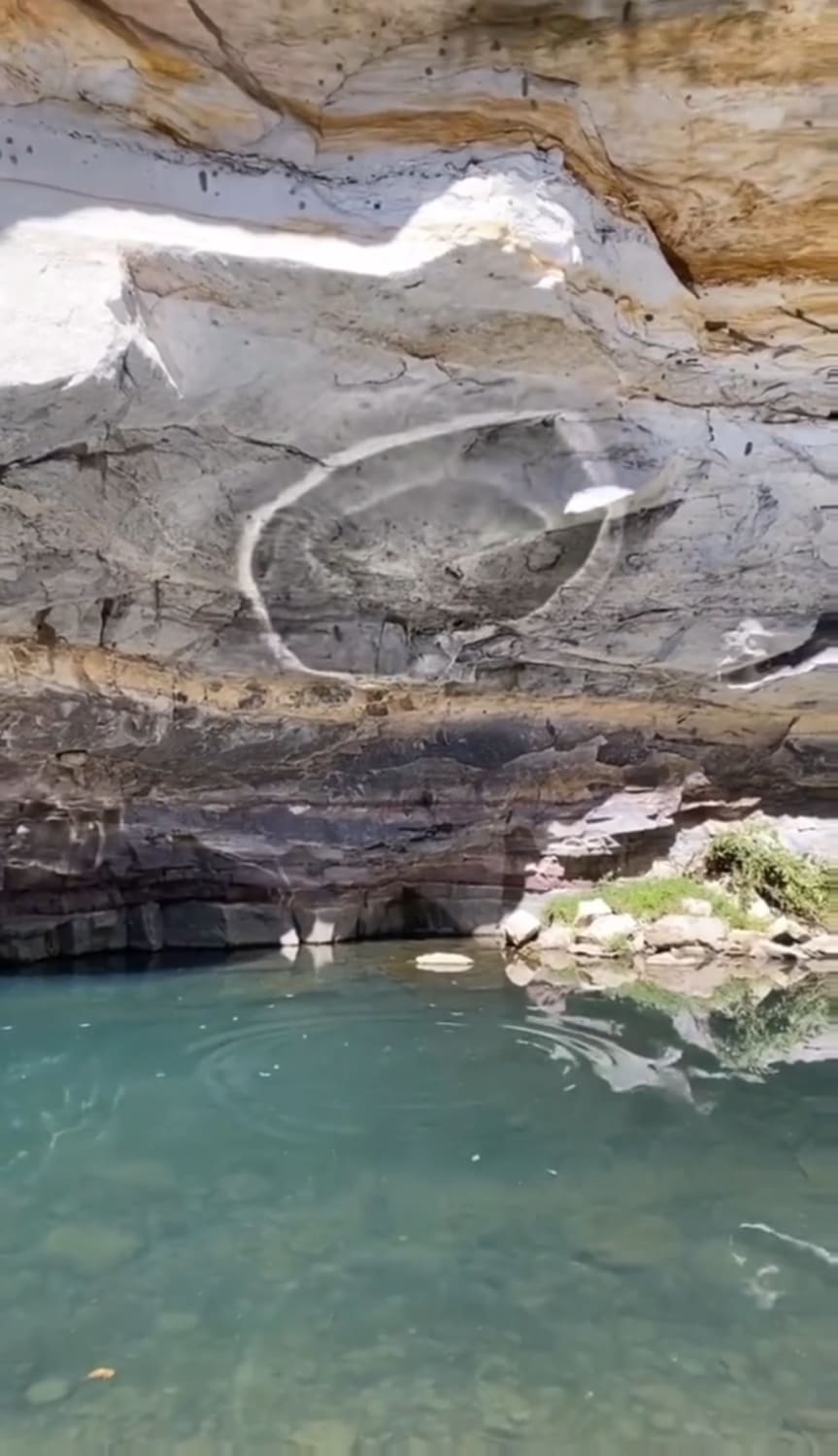 These magical ripple reflections on a rock wall