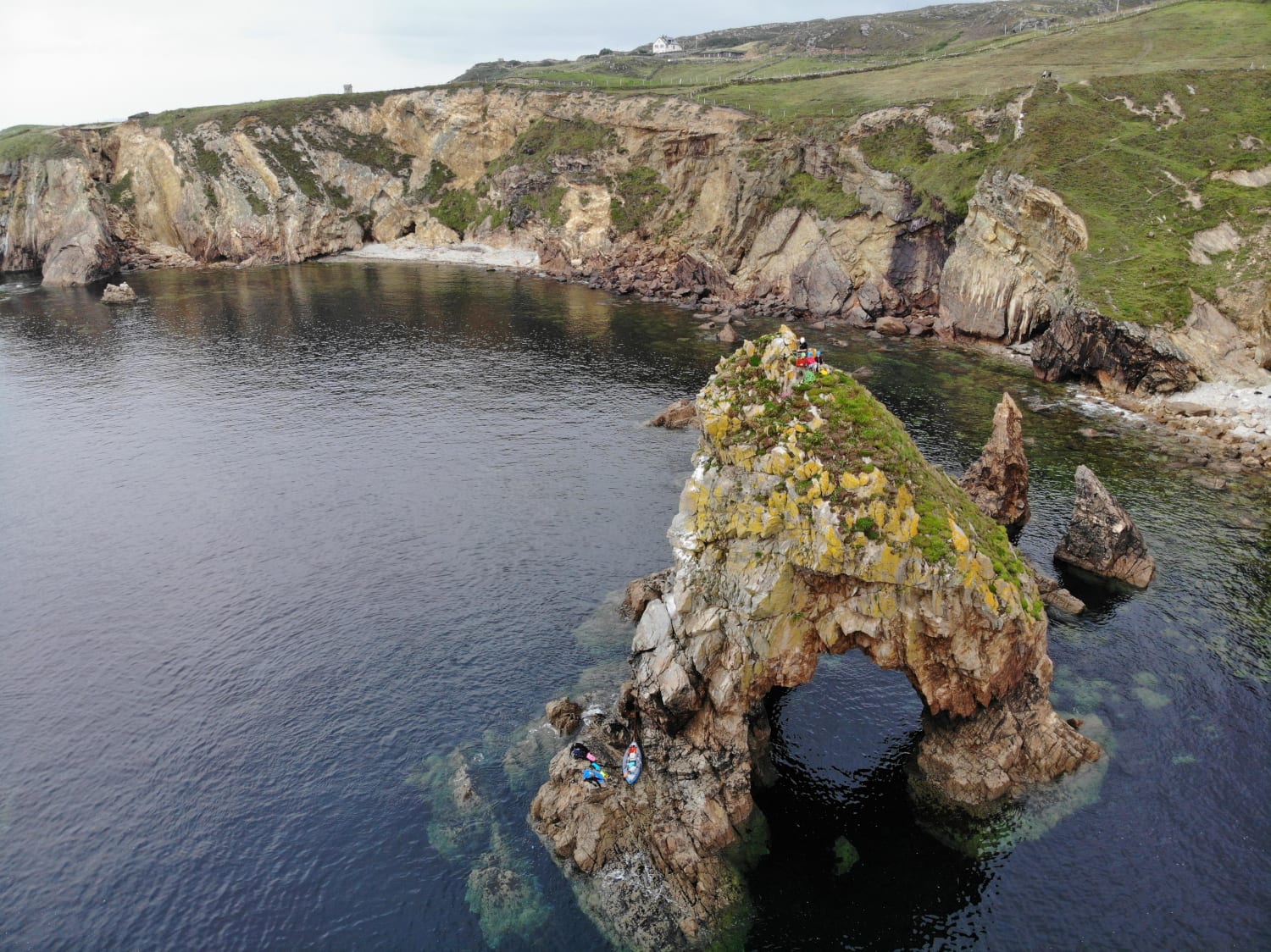 Easy climbing, wet approach. An Briste (Arch Stack) , Crohy, Donegal ...