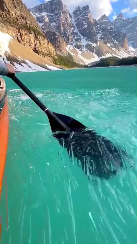 This candlestick ice on Lake Moraine in Banff, Canada