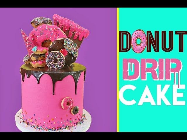 Donut Drip Cake | Strawberry, Funfetti & Donuts GALORE | Elise Strachan ...