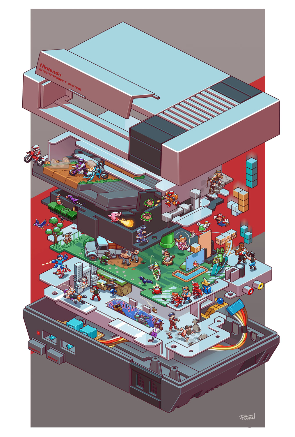 I drew a NES exploded view