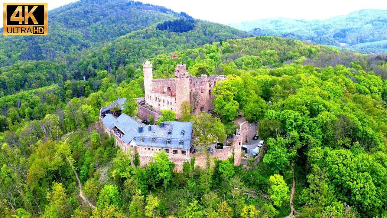 Castle Aurbach-Germany(Bensheim). Beautiful drone video