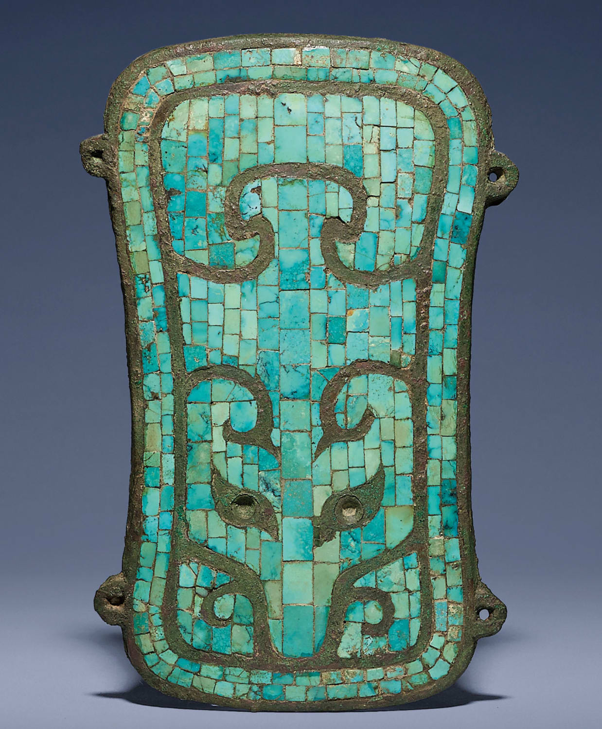 Bronze plate with turquoise inlays. China, Erlitou culture, 1900-1600 BC
