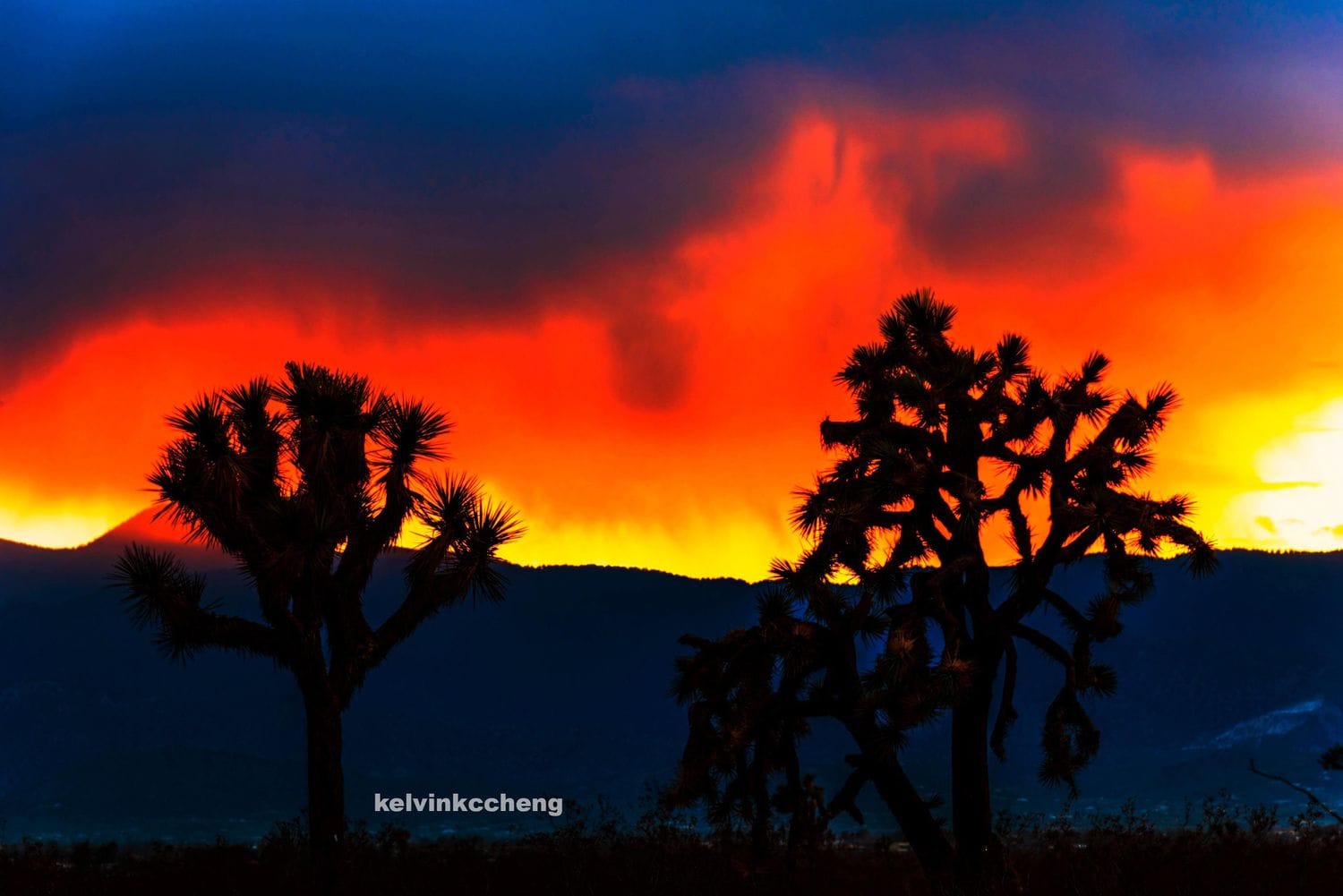 The sunset made precipitation over 2019 Bobcat Fire burn scar area in ...
