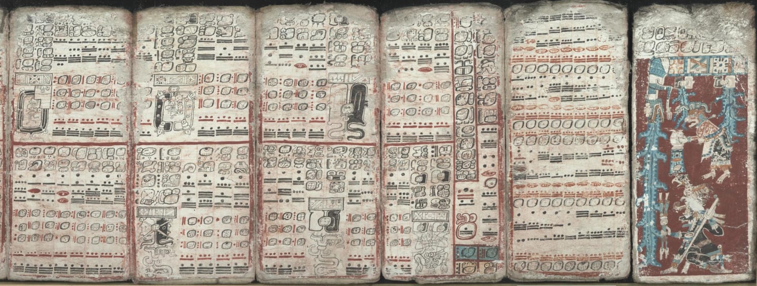 The Eclipse Tables of the ancient Maya book known today as the Dresden Codex. The bar and dot ...