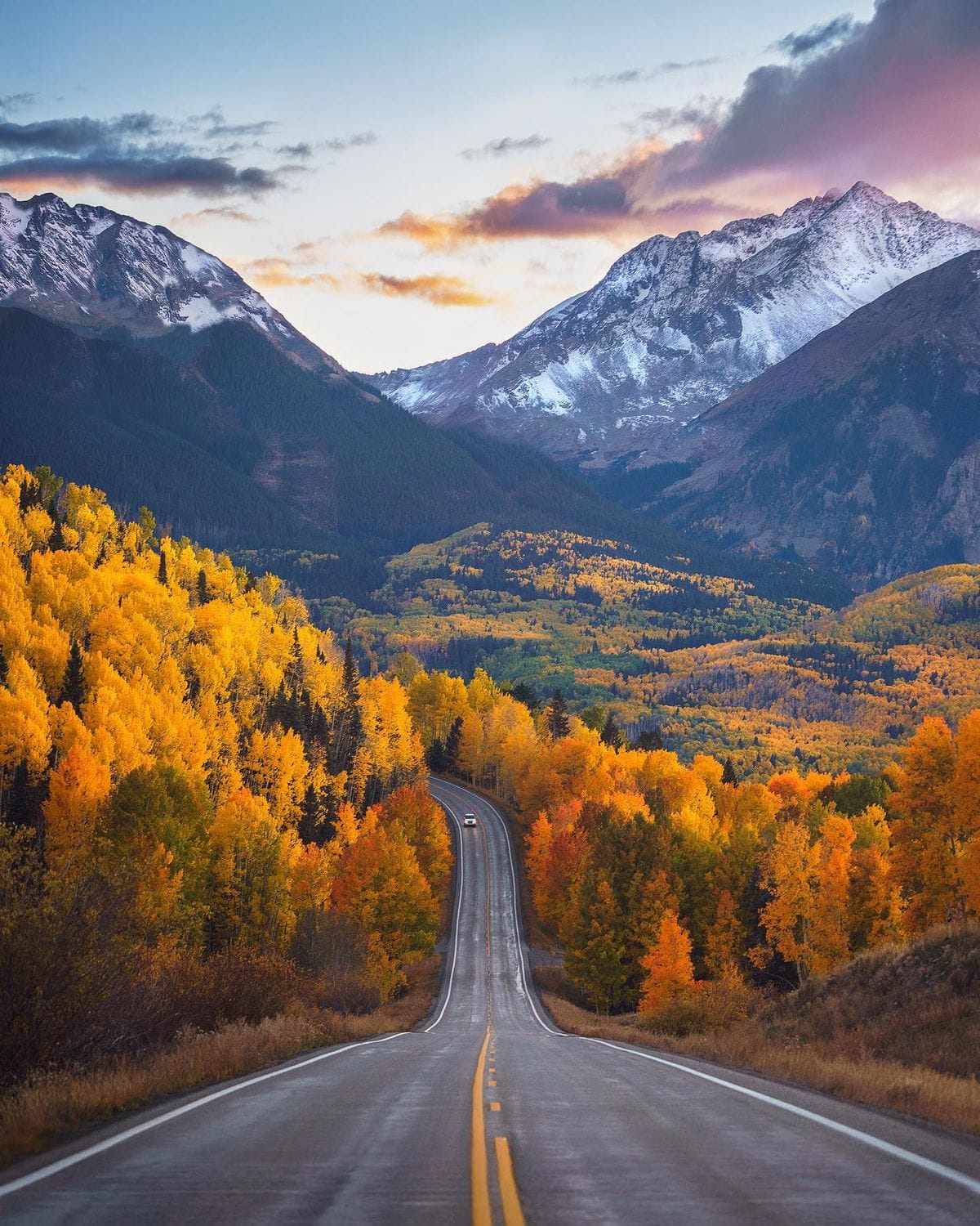 Autumn views from the State Highway 145 near Telluride, Colorado.