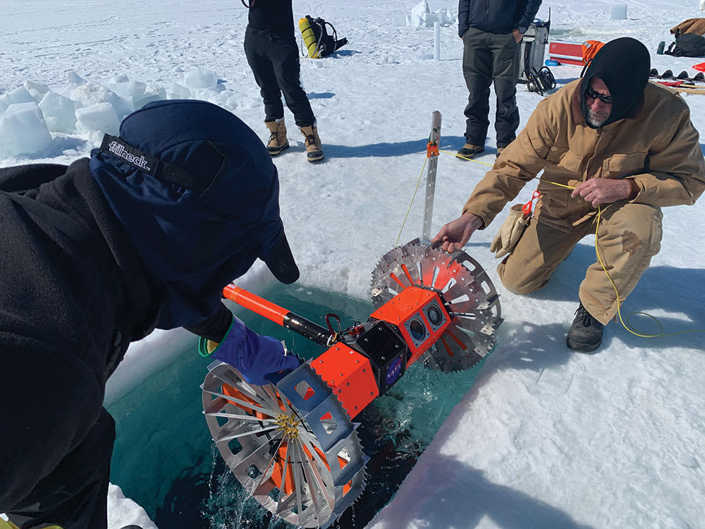 Buoyant Rover for Under-Ice Exploration. It uses buoyancy force to ...
