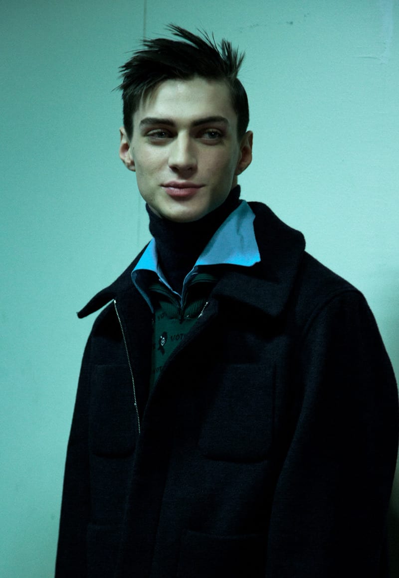 Matthew Bell Backstage at Raf Simon AW13