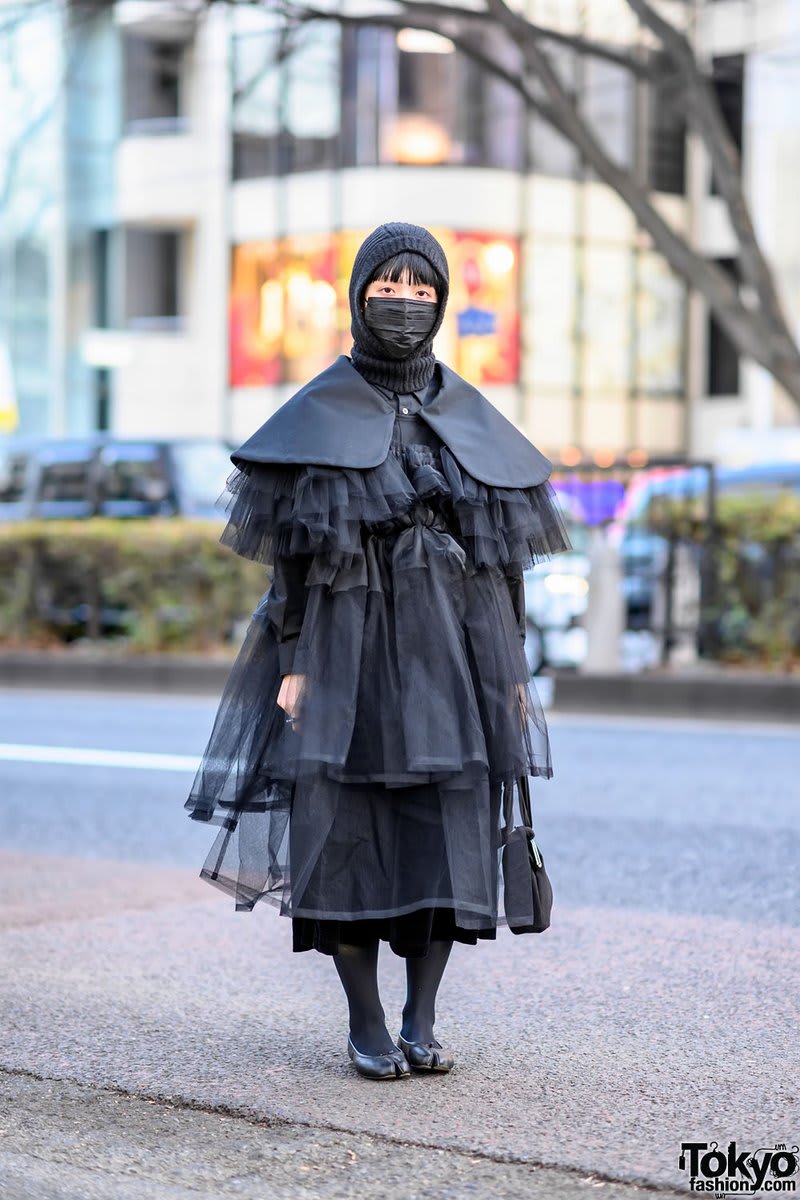 Bunka Fashion College student Ouyang on the street in Harajuku wearing ...