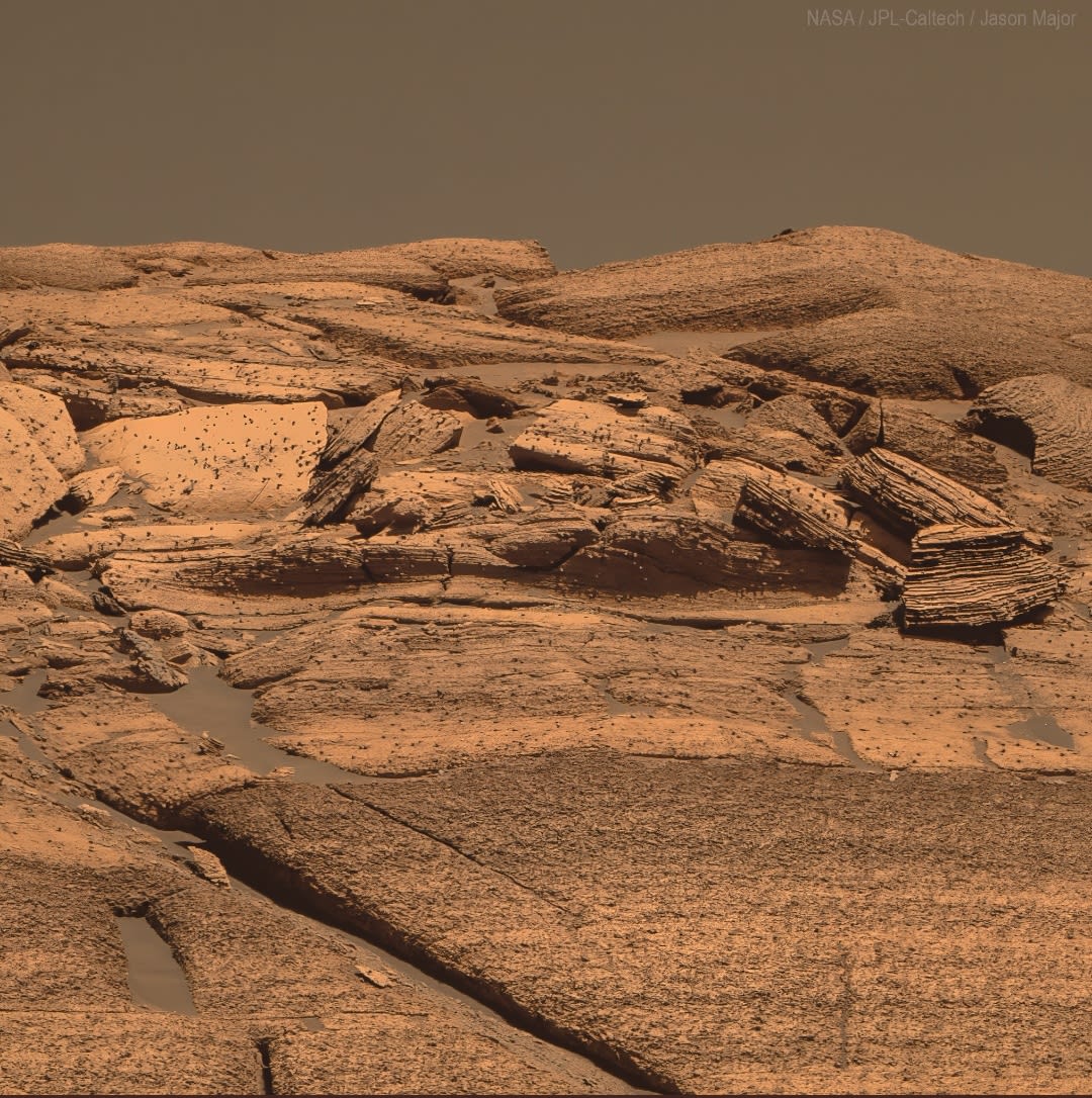 This is a view looking up toward the top of a 7-meter-high ridge called ...